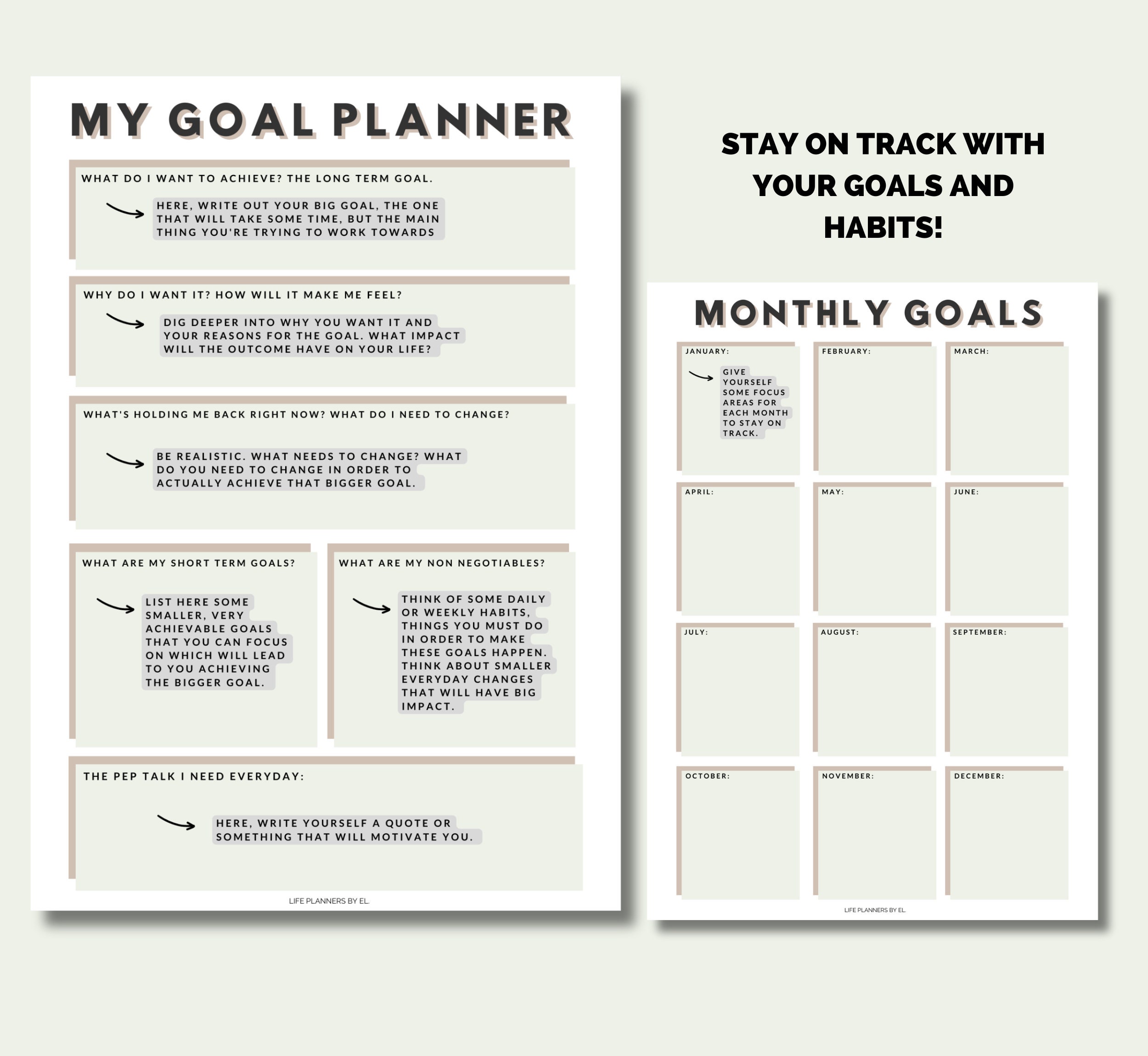 GOAL Planner and HABIT Tracker Bundle Goal Setting Template Habit ...