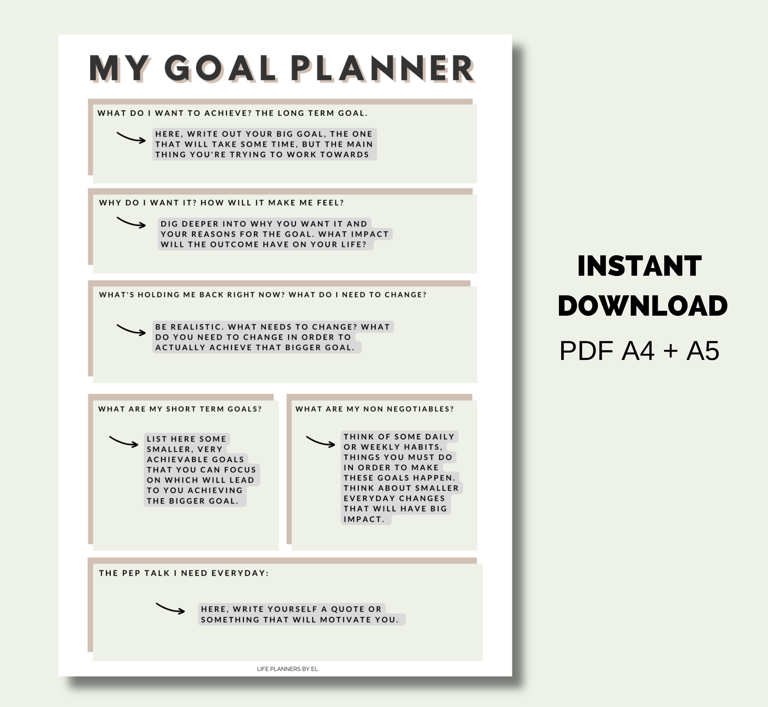 GOAL PLANNER | Goal Setting Template | Goal Tracker | Weekly Goals ...