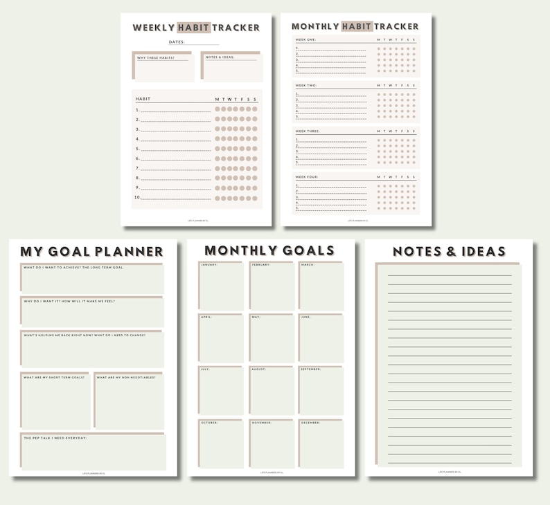 GOAL Planner and HABIT Tracker Bundle | Goal Setting Template | Habit ...