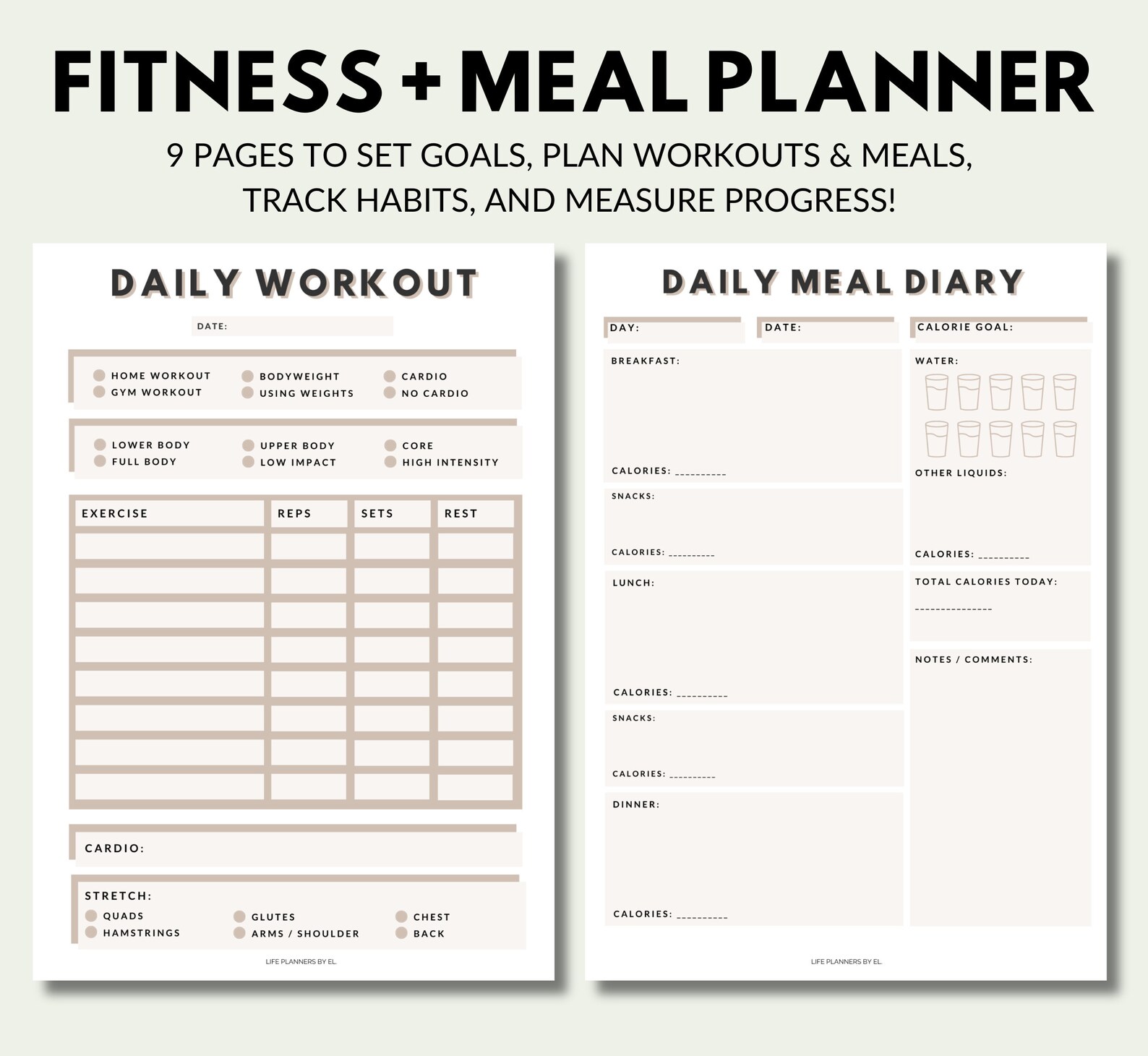 FITNESS + MEAL Planner | Workout Tracker | Food Diary | Habit Tracker ...
