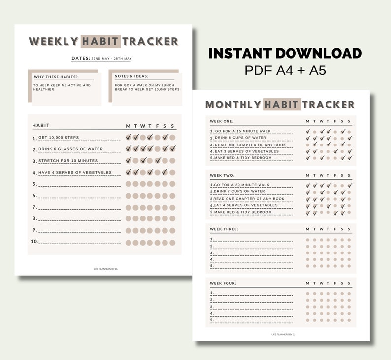 GOAL Planner and HABIT Tracker Bundle | Goal Setting Template | Habit ...