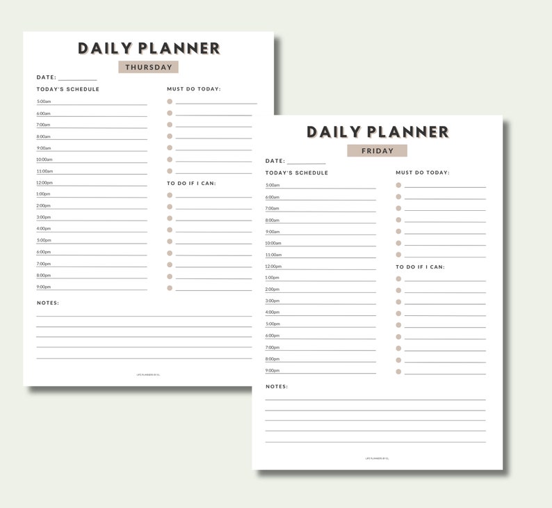 PRINTABLE DAILY PLANNER | Weekly Planner | 7 Day Planners | Printable ...