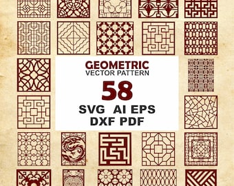 Square Panels Collection 34 Fine Geometric Patterns. Vector - Etsy