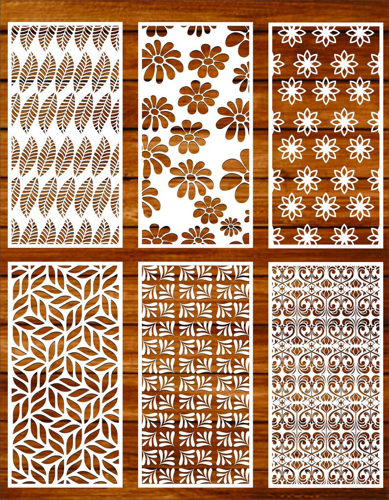 6 Designs of Natural Decorative Panel , Floral Stencils. Vector Files ...