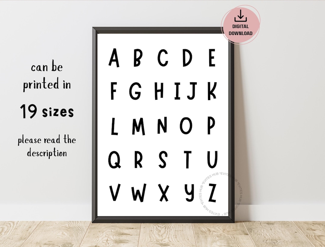 Black and White Alphabet Poster | Minimalist ABC Chart | Montessori ...