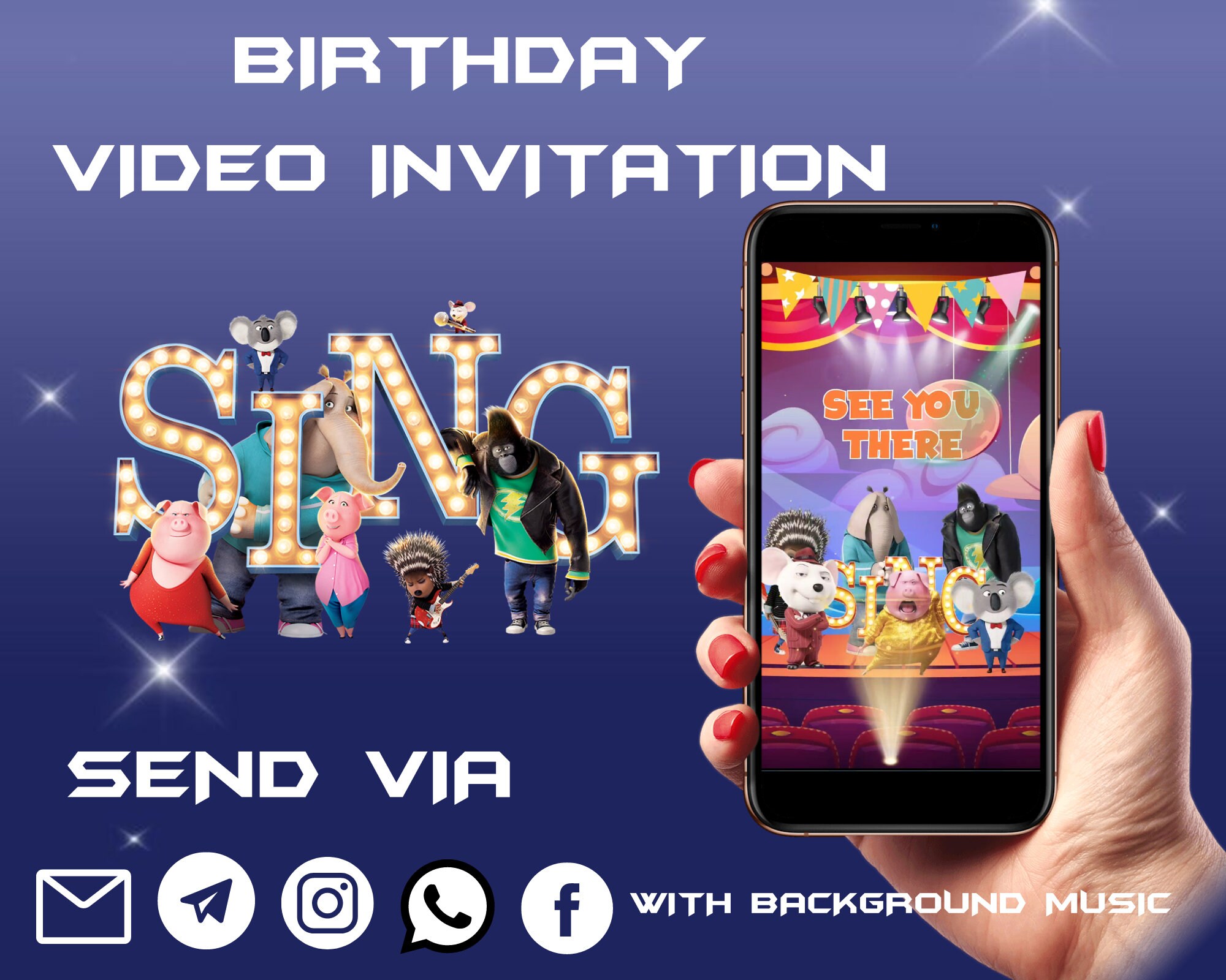 Sing Birthday Video Invitation, Sing Animated Video for Birthday, Sing ...