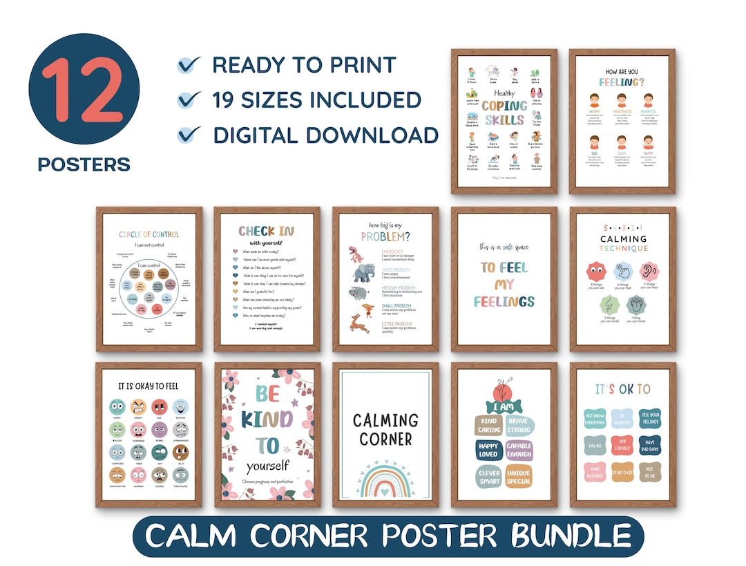 12 Calming Corner Posters Bundle | Coping Skills, Grounding Techniques ...