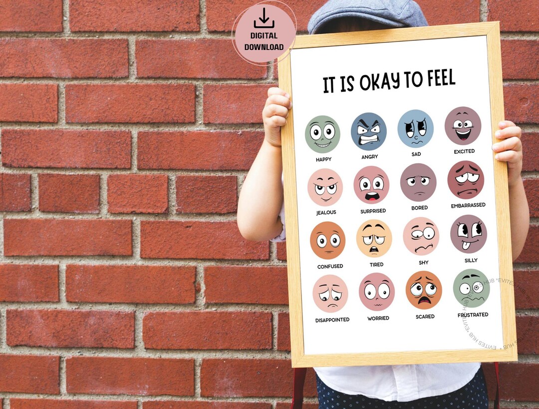 It’s Okay to Feel Emotions Chart | SEL Feelings Faces Poster for Kids ...