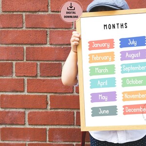 Months of the Year Poster for Kids | Montessori Calendar Printable ...