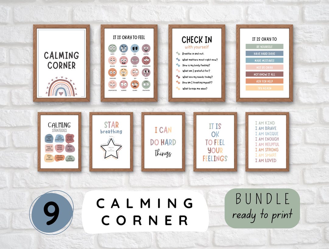 9 Calming Corner Posters Bundle, Printable Calm Down Corner Kit PDF ...