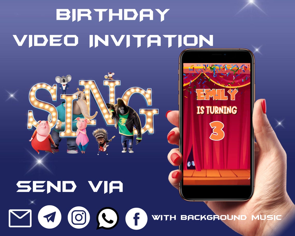 Sing Birthday Video Invitation, Sing Animated Video for Birthday, Sing ...