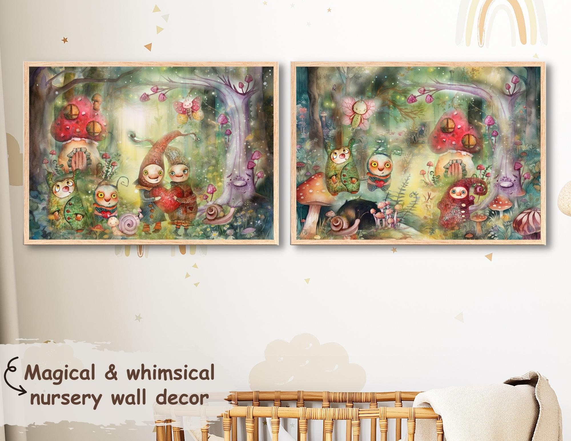 Magical Woodland Elves Fantasy Art Enchanting 2 Piece Wall - Etsy