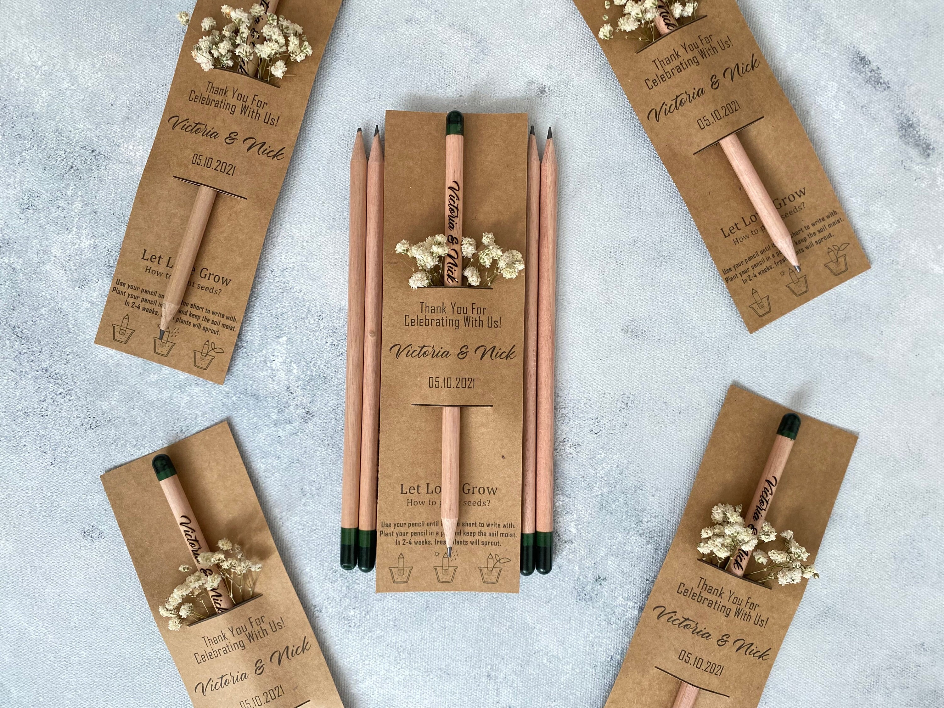 Plantable Seed Pencil Favor for Wedding Guests Custom Eco - Etsy UK