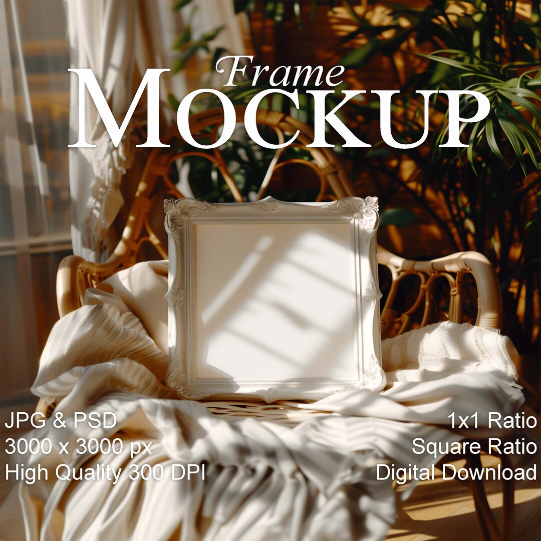 Square Frame Mockup, 1x1 Ratio Mockup, Stylish Contemporary Boho ...