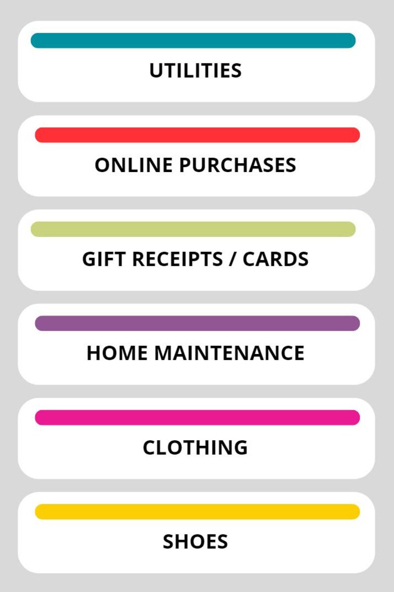 Receipt Organizer Labels for Folders / Dividers / Tabs - Etsy