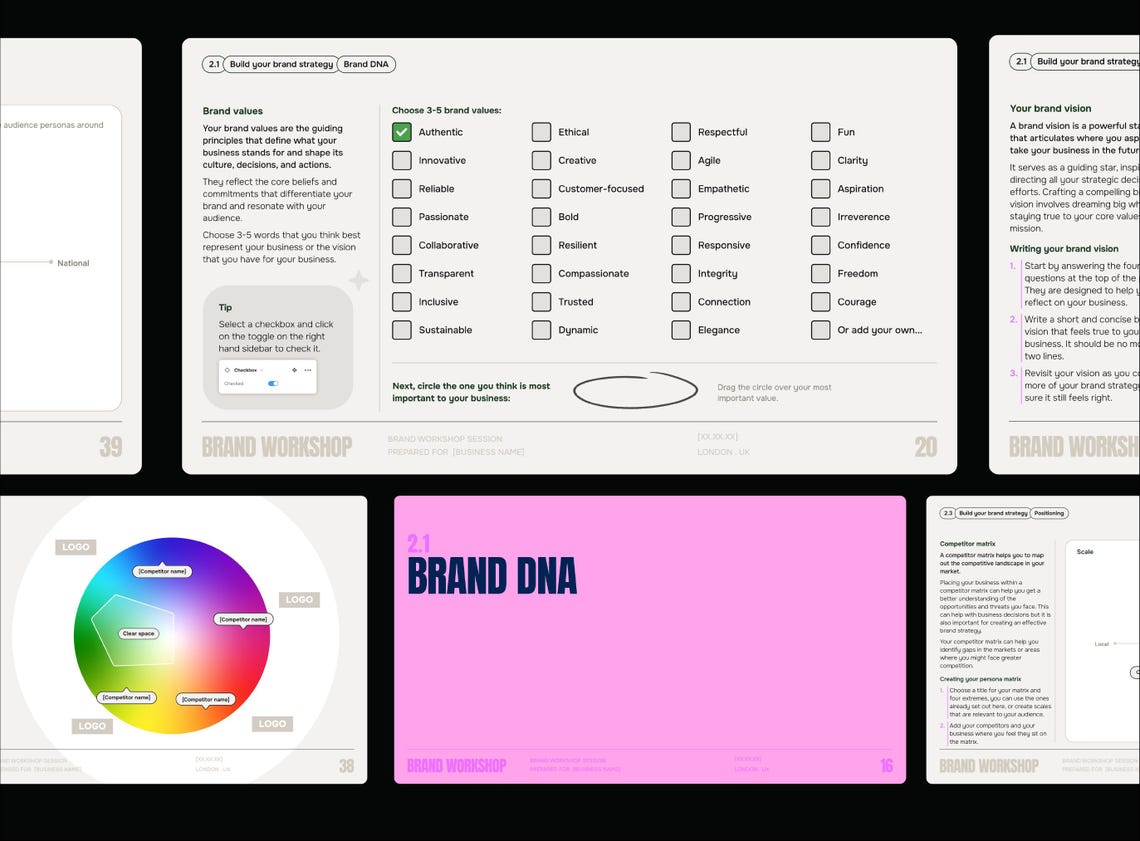 Branding Strategy Workshop Template: Creative Exercise Guide for Figma ...