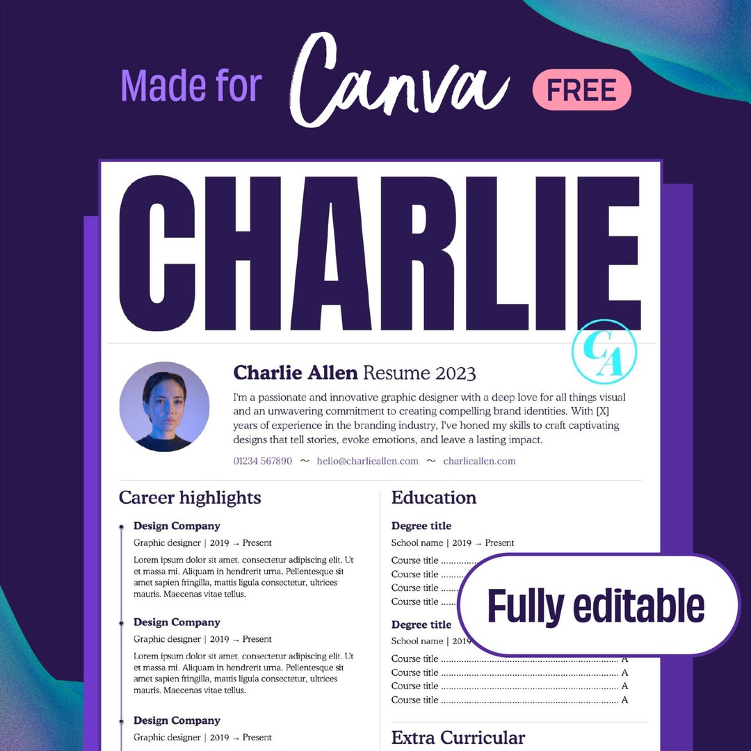 Designer CV Resume Template > Canva Design Curriculum Vitae Template ...
