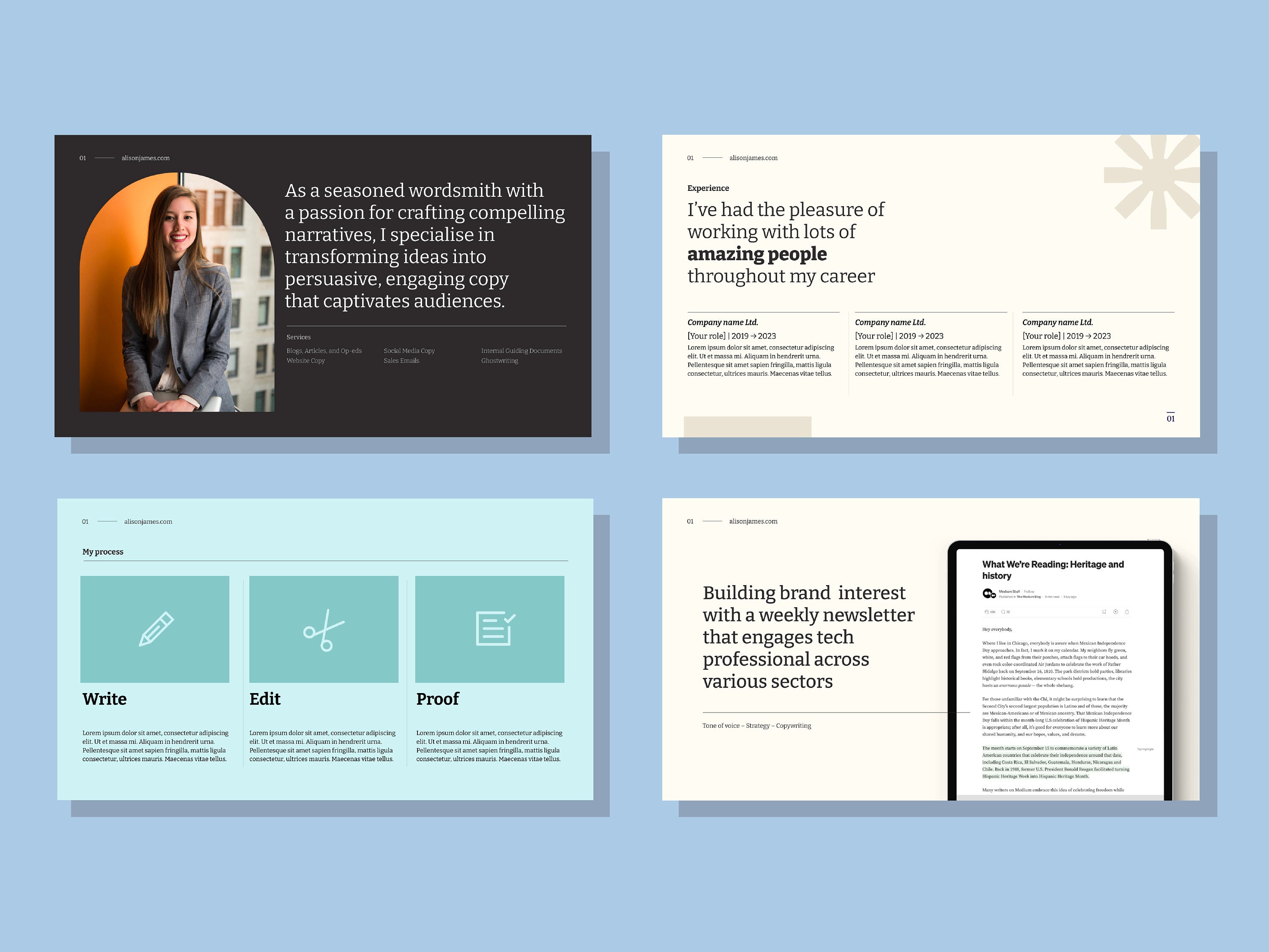 Copywriter Portfolio Template > Figma Modern Minimal Copywriter ...