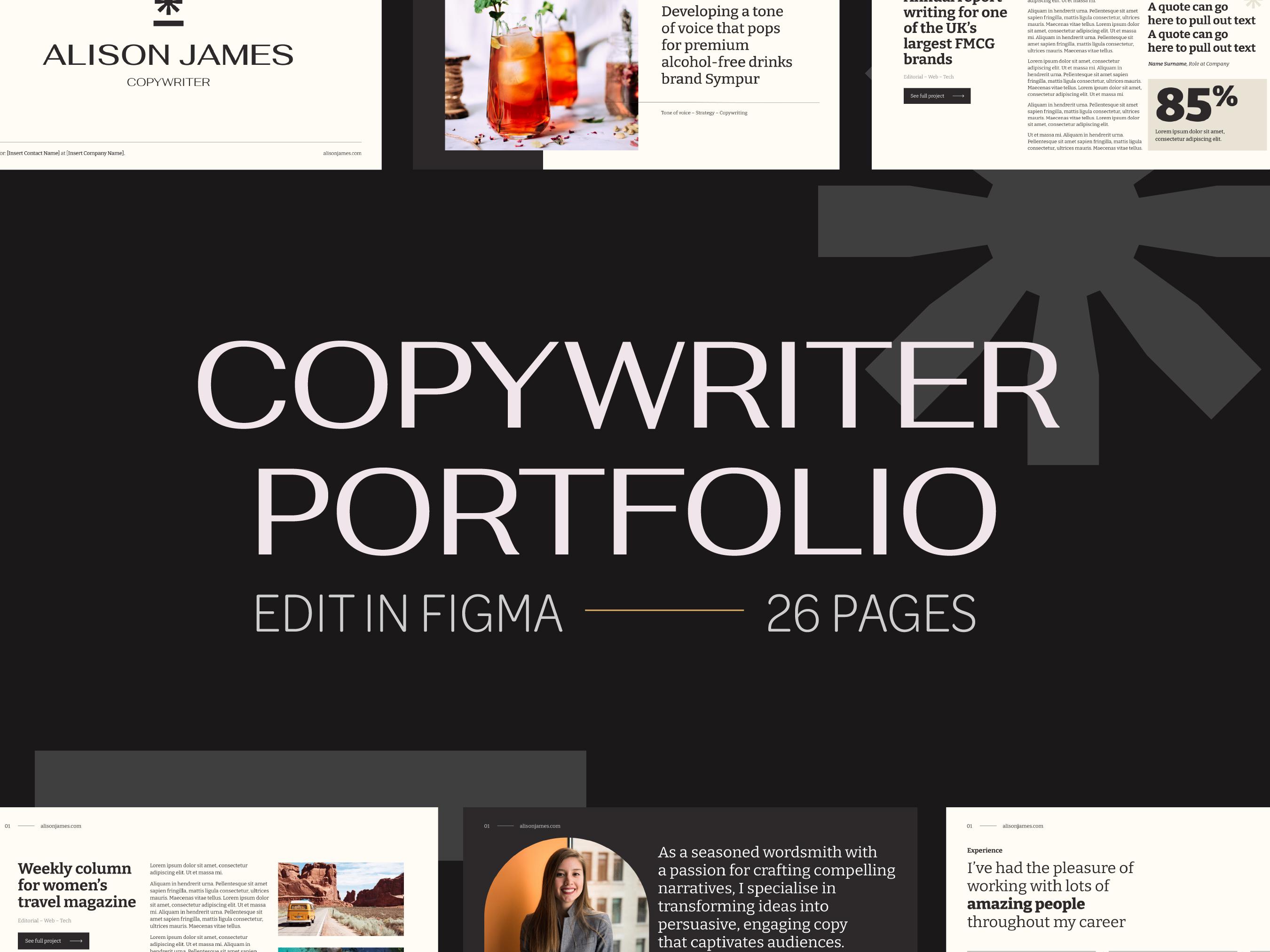 Copywriter Portfolio Template: Modern Minimal Figma Resume (digital ...