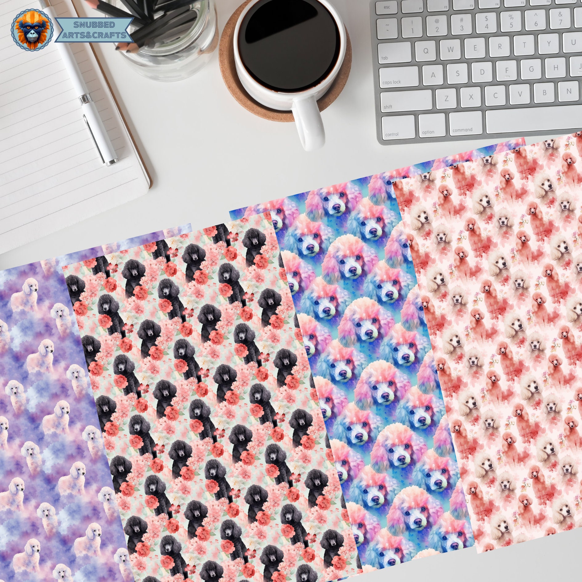 Poodle Paper Pack Dog Digital Papers Dog Scrapbook Papers - Etsy