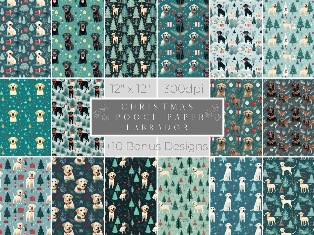Labrador, Paper, Christmas, Dog Digital Papers Christmas Theme, Dog ...