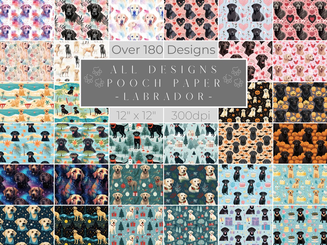 Labrador Papers, Ultimate Bundle, Dog Digital Papers, 180 Designs ...