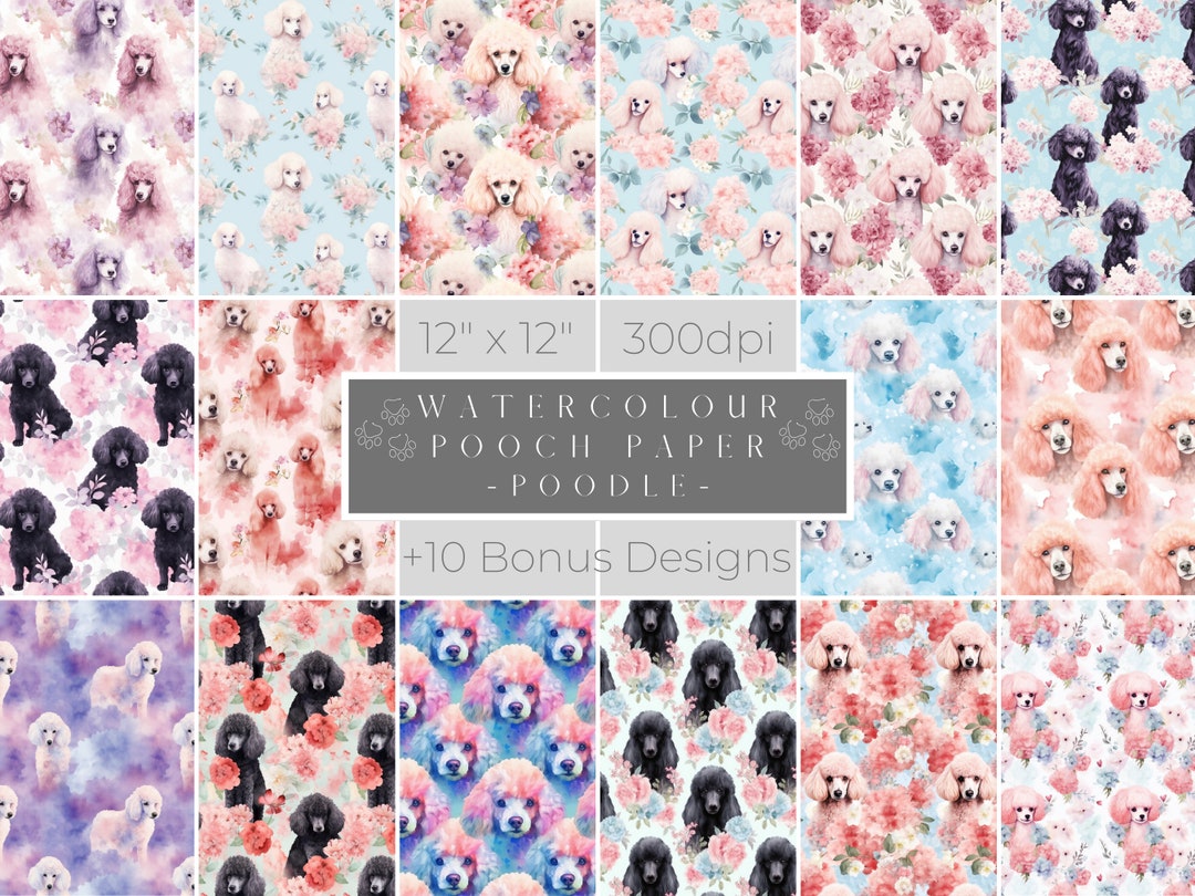 Poodle Paper Pack, Dog Digital Papers, Dog Scrapbook Papers, Dog ...