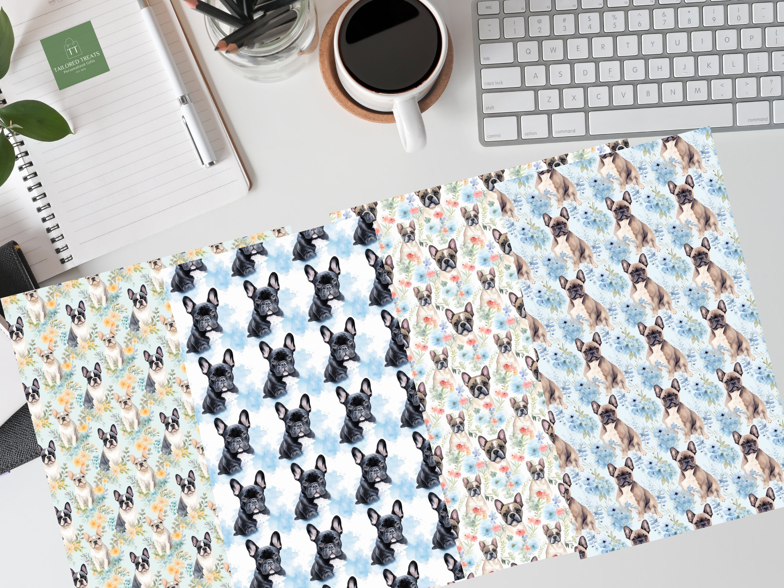 French Bulldog Paper Pack, Dog Digital Papers, Dog Scrapbook Papers ...
