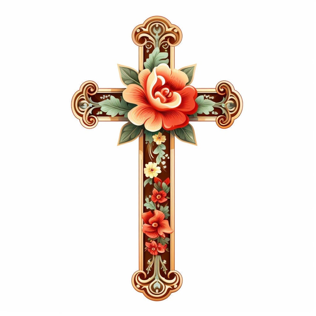 Cross Rose Clip Art - Etsy