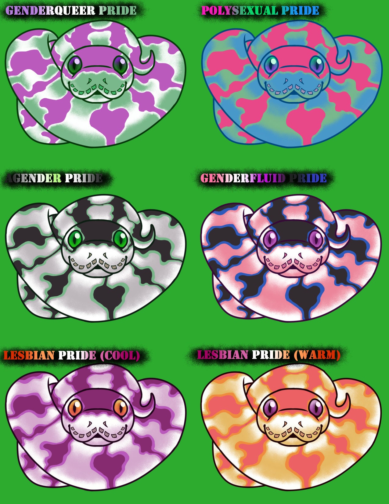 Ball Python Stickers Mix and Match Set of 3: Pride Month, Natural ...