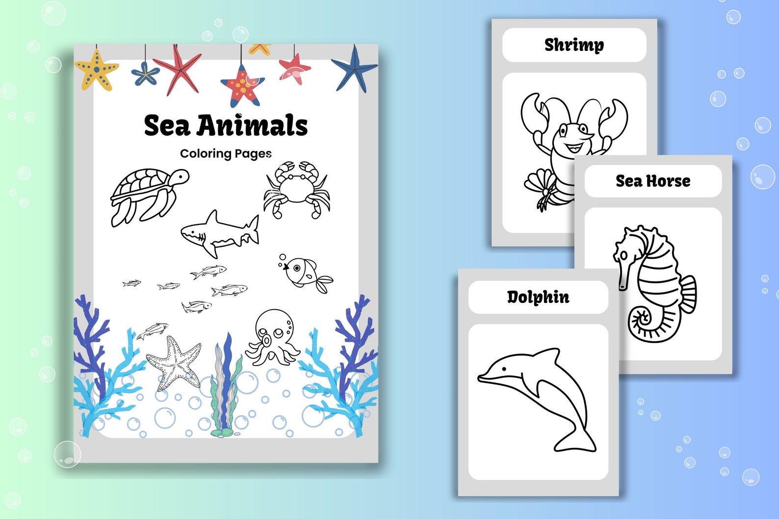 10 Sea Animals Coloring Pages for Kids, Coloring Pages, Animals ...