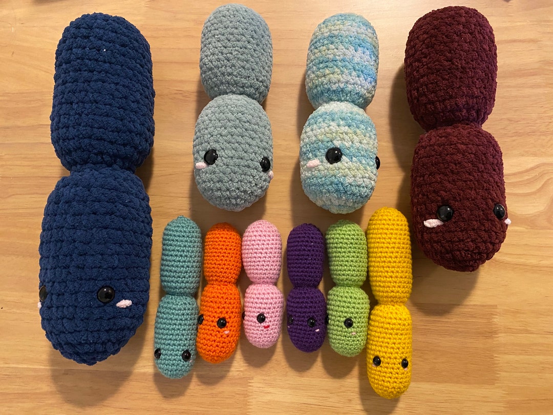 Crochet Bacilli Bacteria Plush - Yarn and Colour Customisable Amigurumi ...