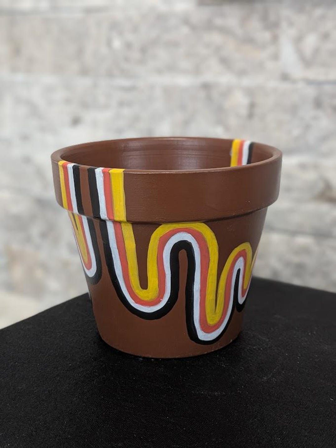 70s Wiggle Painted Pot - Etsy