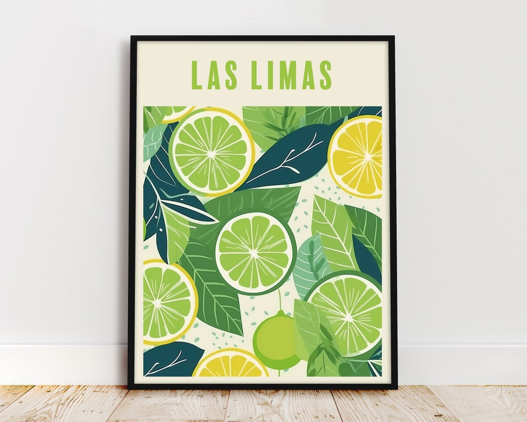 Lime Fruit Wall Art, DOWNLOADABLE ART, Las Limas Print, Green Kitchen ...