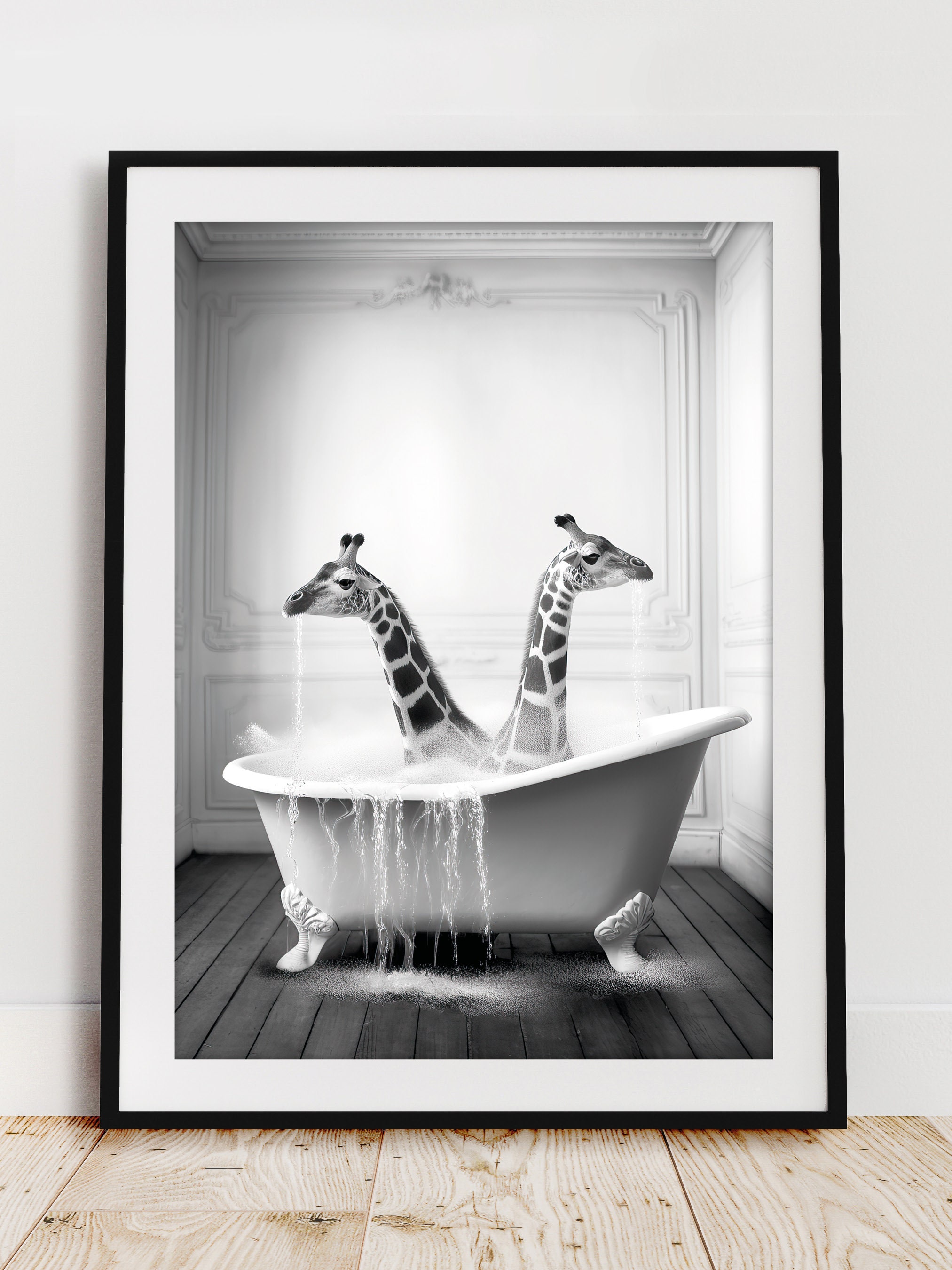 Set of Four Animals in Bath Artwork, Digital Downloadable Prints ...
