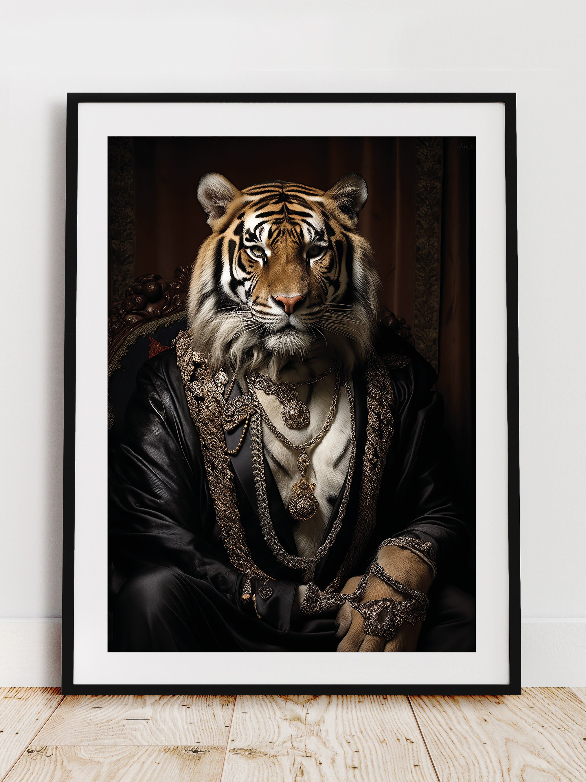 Tiger Head in a Suit Portrait, Human Animal Art, DOWNLOADABLE ART ...