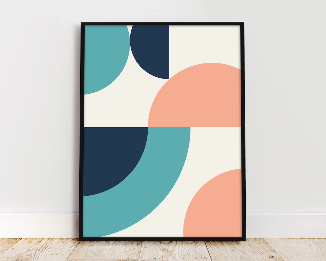 Bauhaus Style Semi-circle Wall Art, Geometric Poster, Minimalist ...