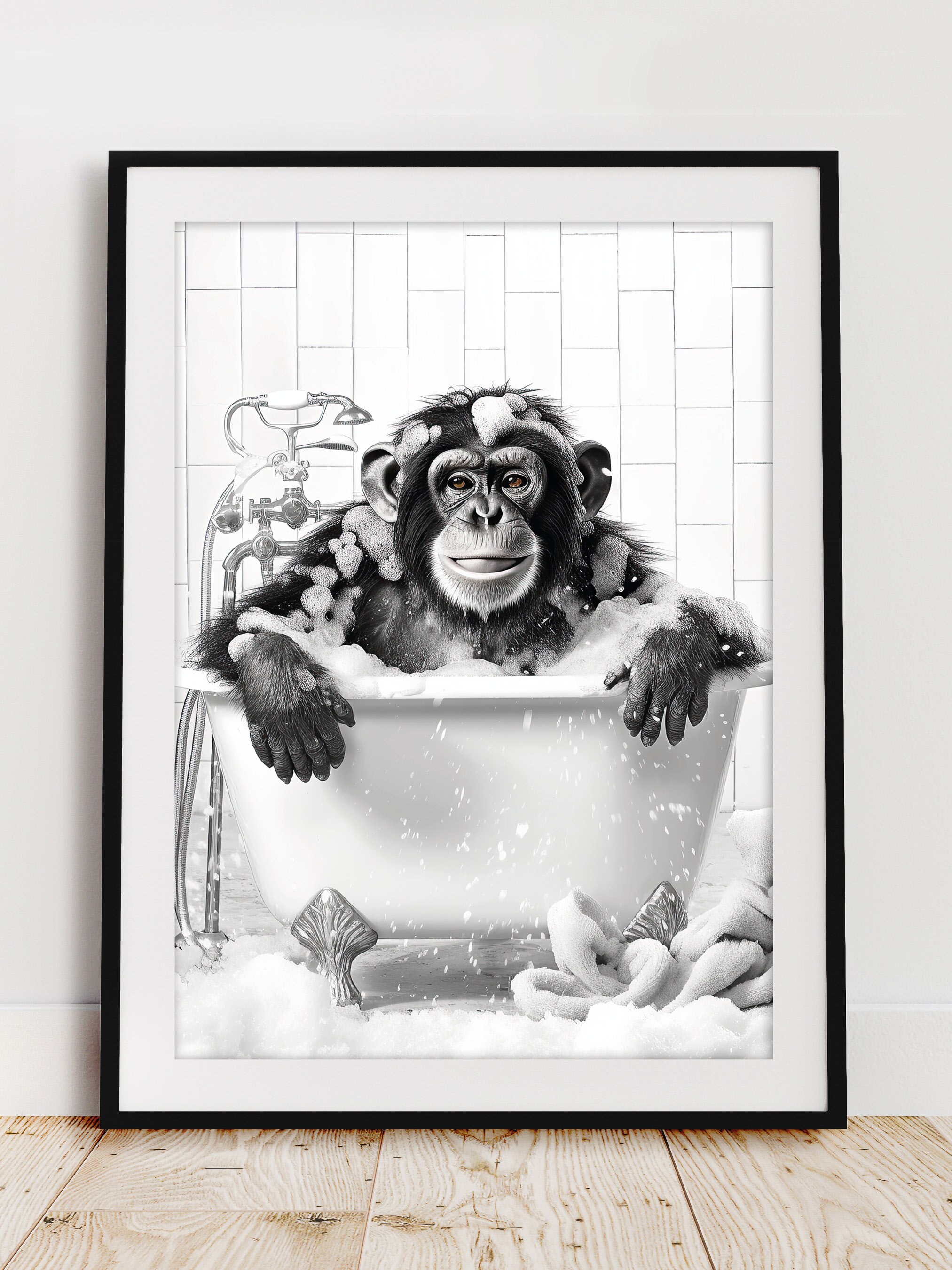 Set of Four Animals in Bath Artwork, Digital Downloadable Prints ...