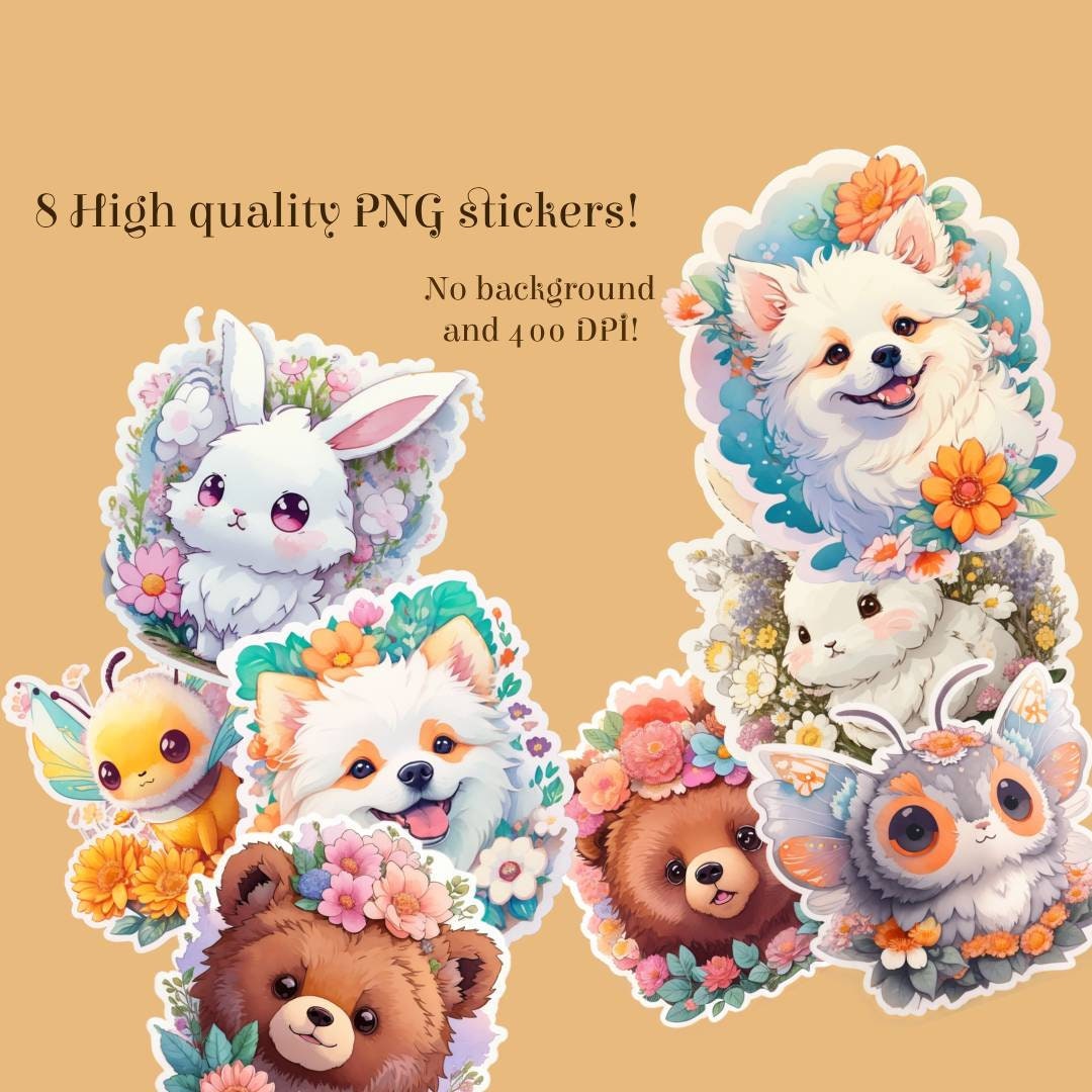 Cute Clipart - Bundle of Digital Stickers, Dogs, Bunnies, and More! - 8 ...
