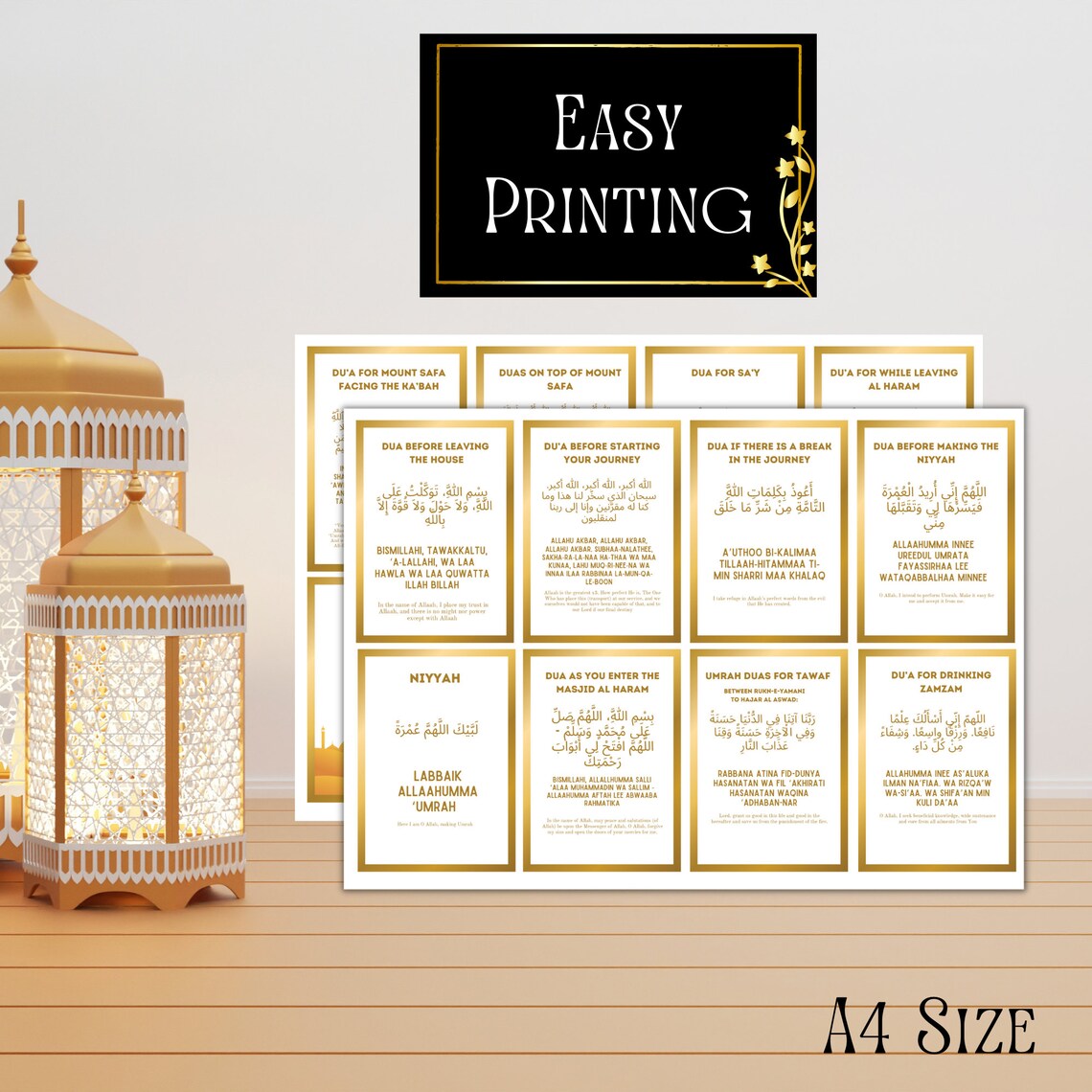 Golden Umrah Dua Printable, Umrah Cards, Dua Cards Printable, Umrah ...