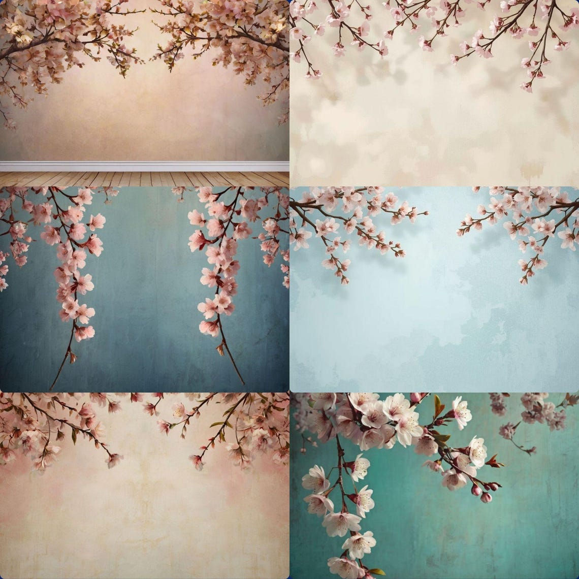Floral Wall Backdrops Digital Overlay Bundle: Blossom Photography ...