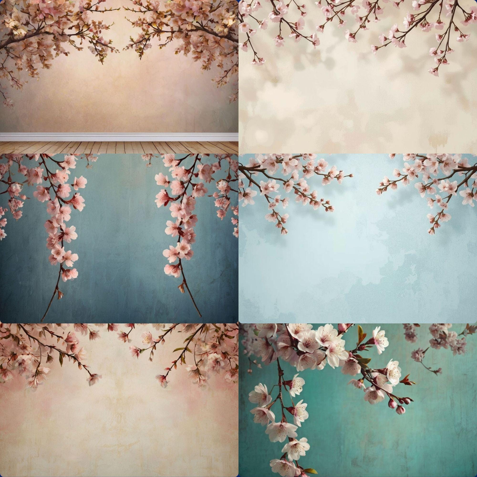Floral Wall Backdrops Digital Overlay Bundle: Blossom Photography ...