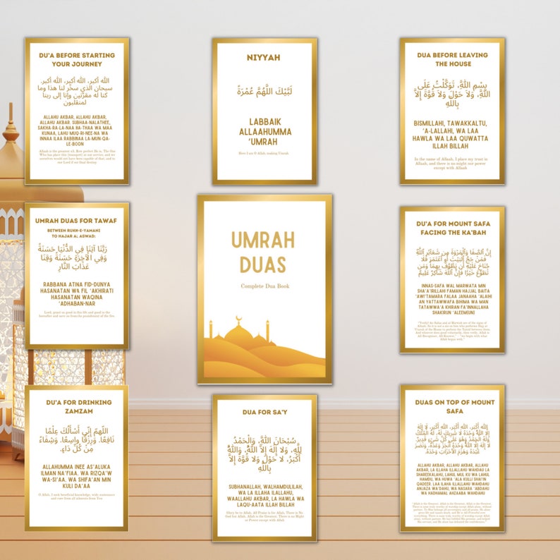 Golden Umrah Dua Printable, Umrah Cards, Dua Cards Printable, Umrah ...