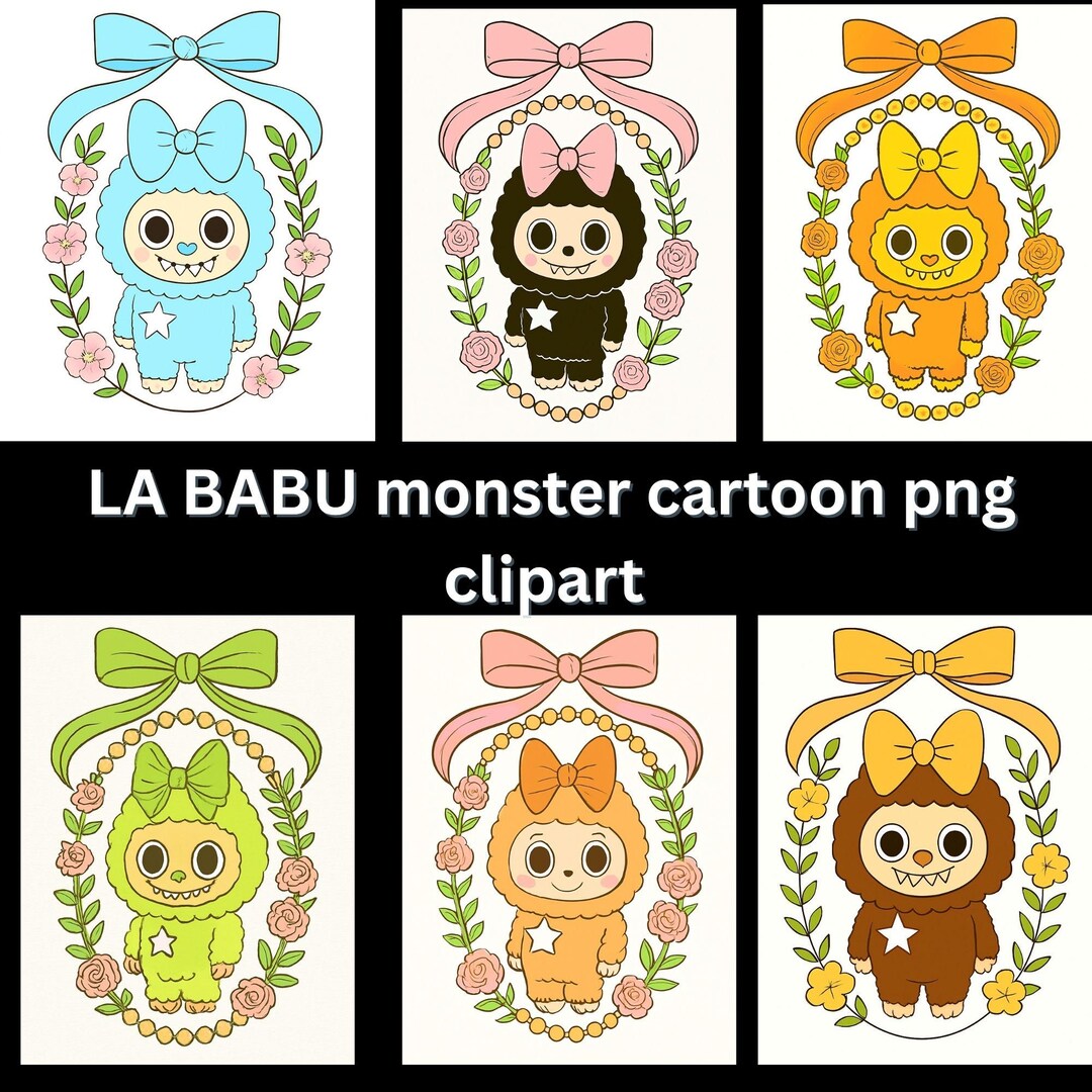 LA BABU Monster Cartoon PNG Clipart Bundle – Kawaii Cute Costumed ...