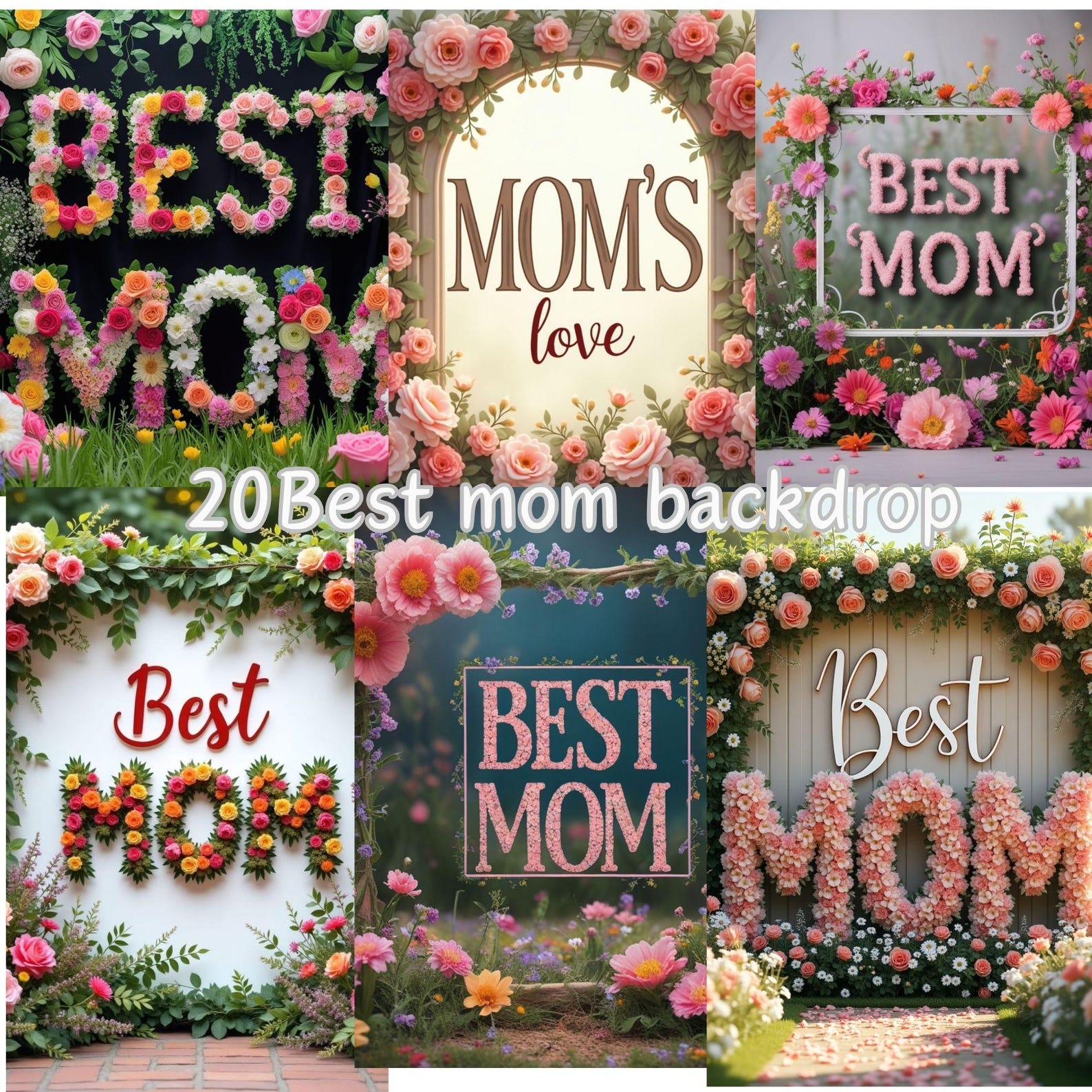 20 Floral Best Mom Backdrops | Mother's Day Backdrop Bundle | Printable ...