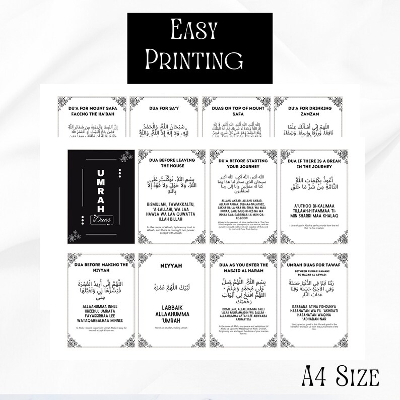 Premium Umrah Dua Printable Umrah Black Cards Umrah Guide - Etsy