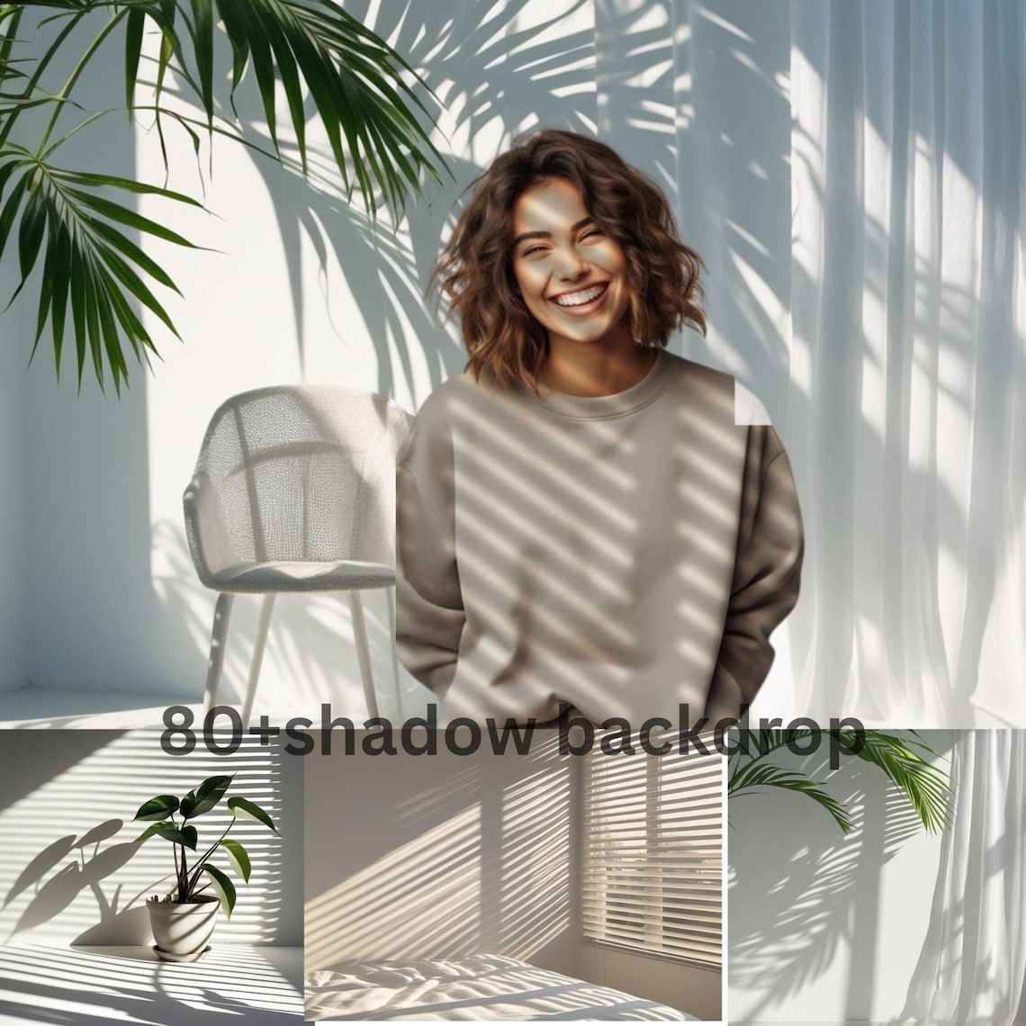 80+ Shadow Overlay Backdrops: Botanic Window Light Effects (digital ...