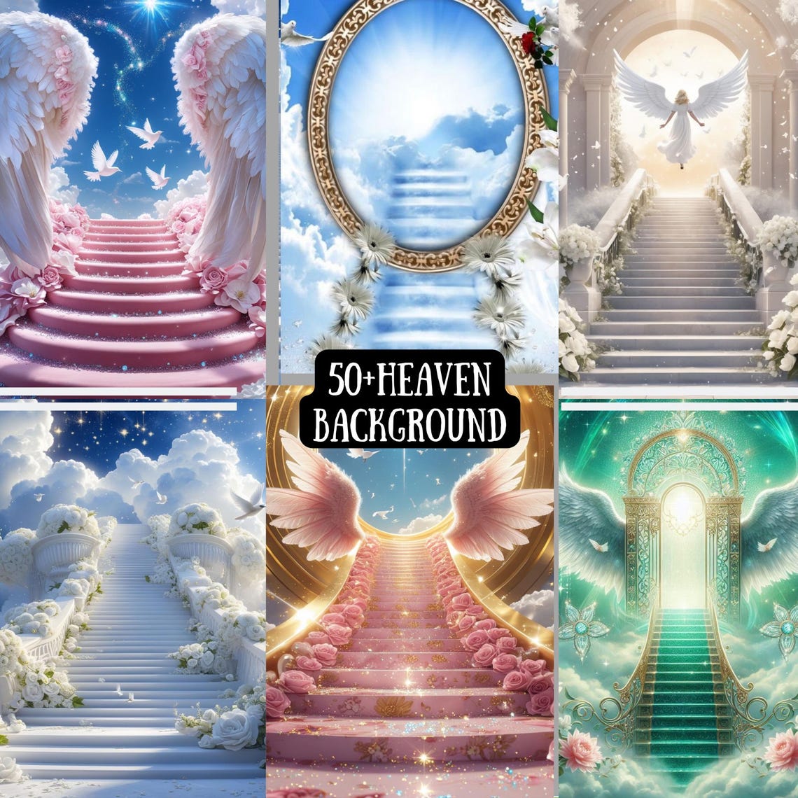 Heaven Background Bundle: Blue Sunset Memorial Designs (digital ...