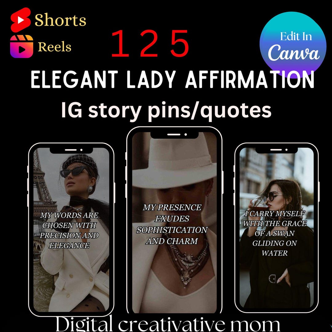 125 Elegant Lady Affirmation , Instagram Stories, Pinterest Pin Post ...