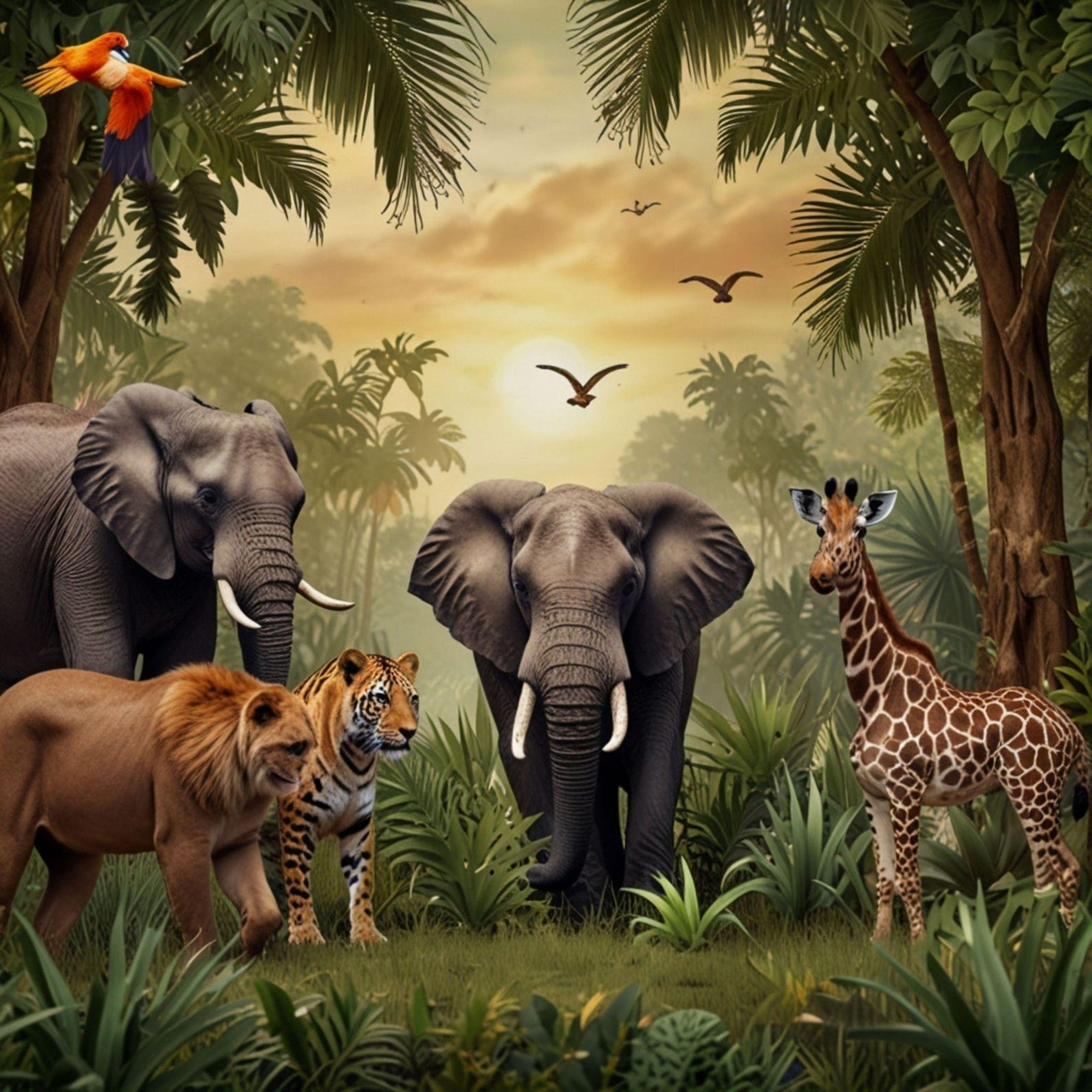 Jungle Safari Digital Backdrop Bundle: Tropical Animals (digital ...